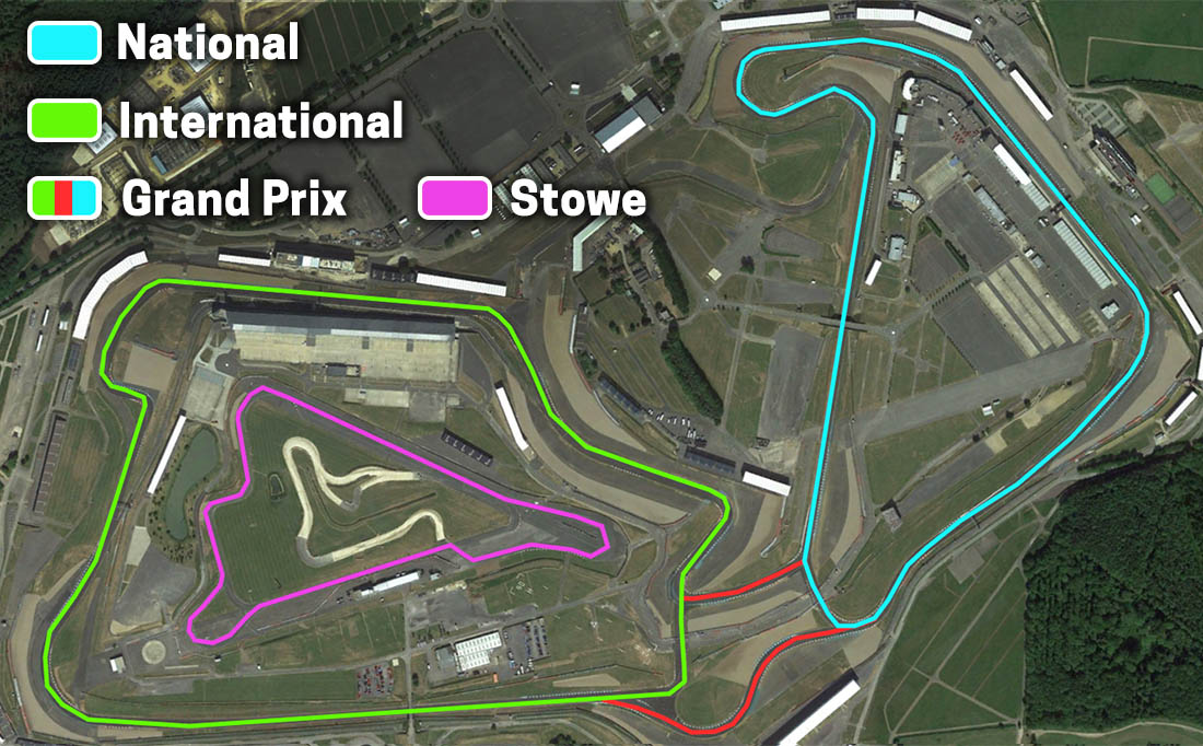 Silverstone Circuit Configurations Layouts National GP Stowe 