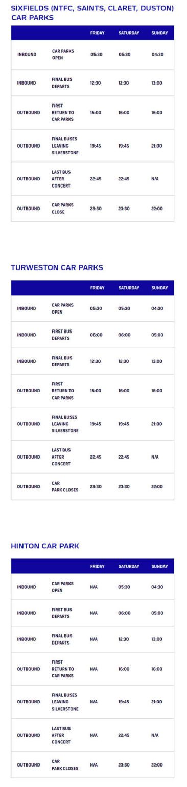 2025 Silverstone Parking Info & Park and Ride details for F1