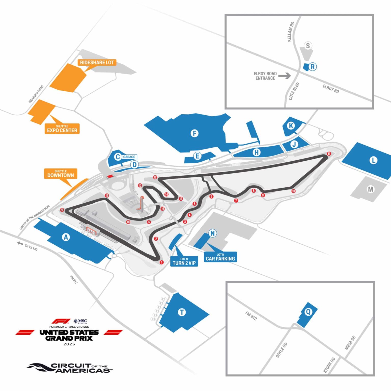 COTA Shuttle Service for F1 Detailed Pickup Location Info