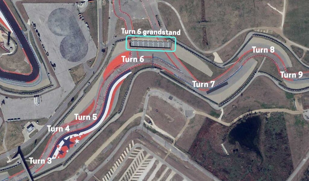 COTA Turn 6 Infield Grandstand, Viewing, Seating chart & more