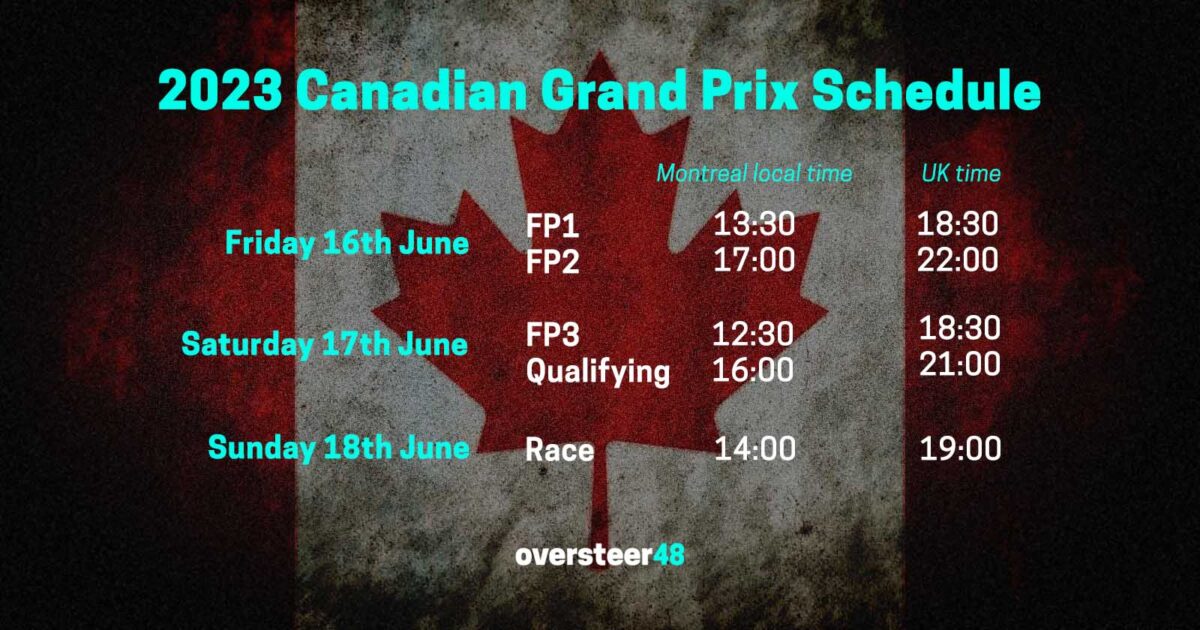 2023 F1 Montreal Schedule - Canadian Grand Prix Timetable