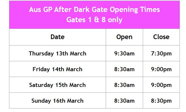 Albert Park gates and entrances info - Australian Grand Prix